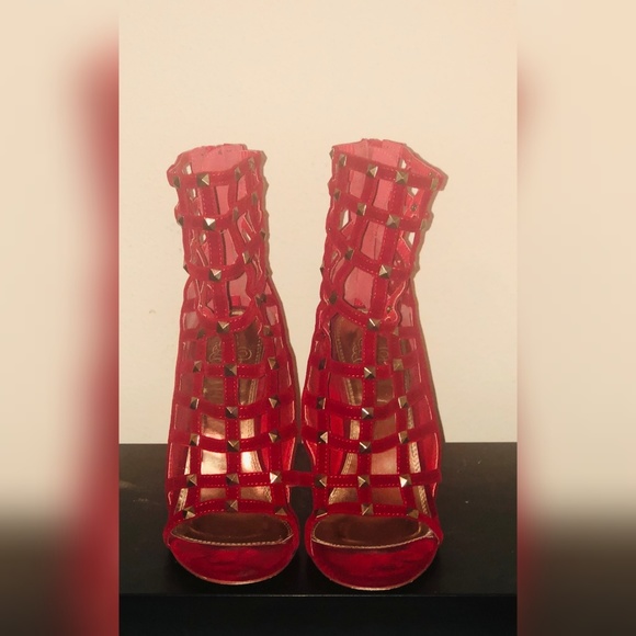 Shoes | Red Caged Heels | Poshmark